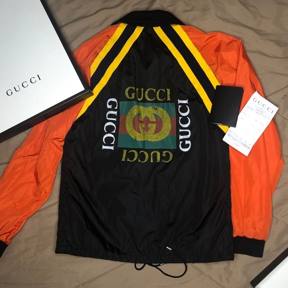 Gucci | Jackets & Coats | Gucci Orange Vintage Windbreaker Nylon Jacket ...